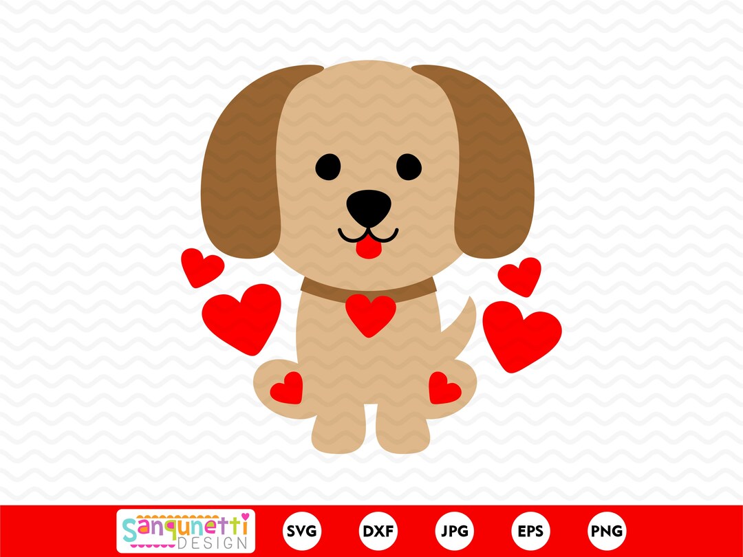 Puppy Love Valentine SVG: Dog Clipart With Hearts (digital Files) - Etsy