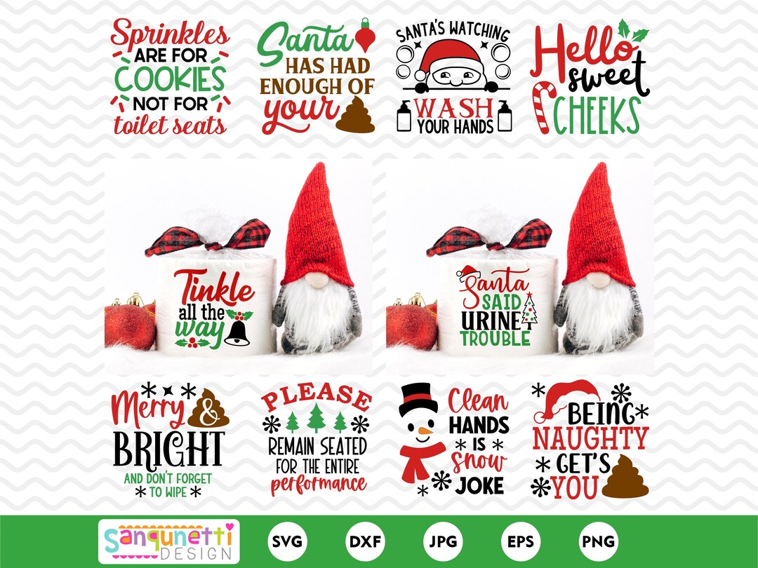 Christmas Toilet Paper and Bathroom Sign Clipart, Funny Christmas ...