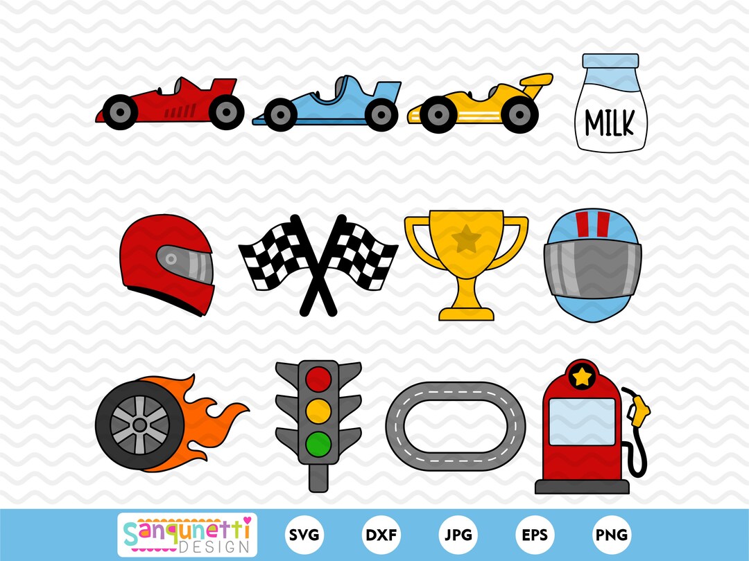 Cute Racing SVG and Clipart Bundle, Chunky Race Car Graphics - Etsy