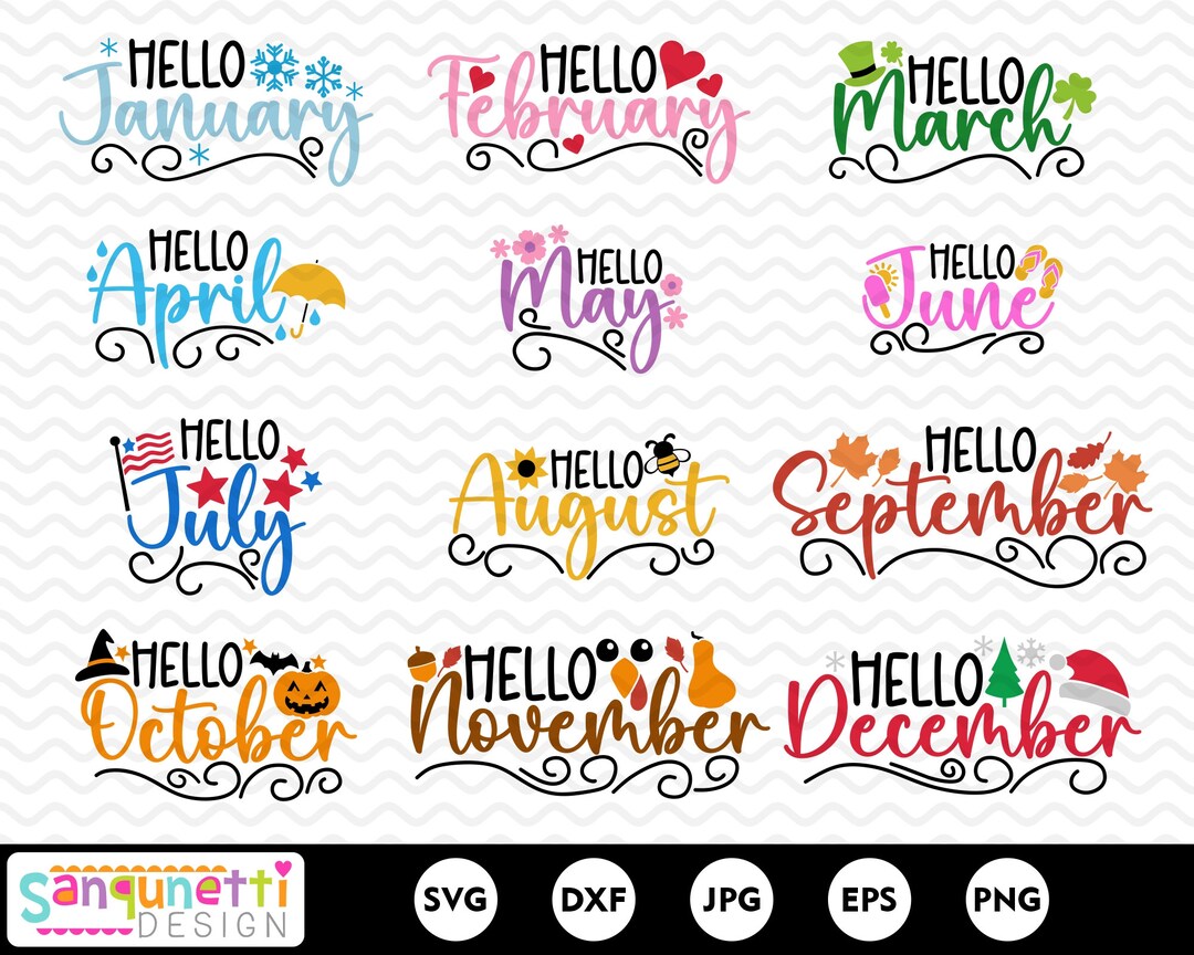 Months of the Year SVG Bundle Clipart Calendar SVG Calendar - Etsy ...
