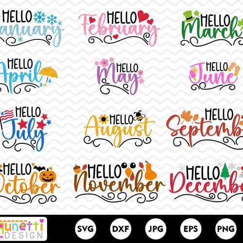 Months of the Year SVG Bundle Clipart Calendar SVG Calendar - Etsy UK