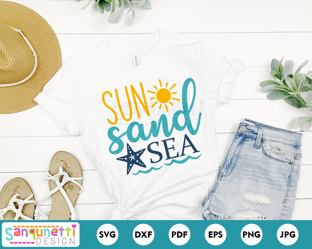 Sun Sand Sea Beach SVG, Summer Cutting File, Png Jpg Dxf Svg, Cricut ...