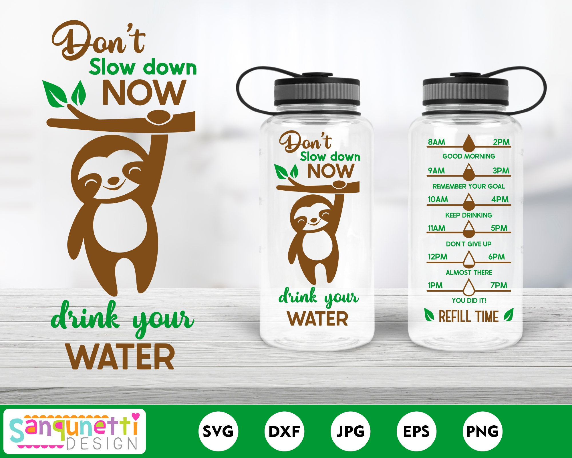 Drink Your Water Sloth SVG Water Bottle Tracker Svg Cricut - Etsy