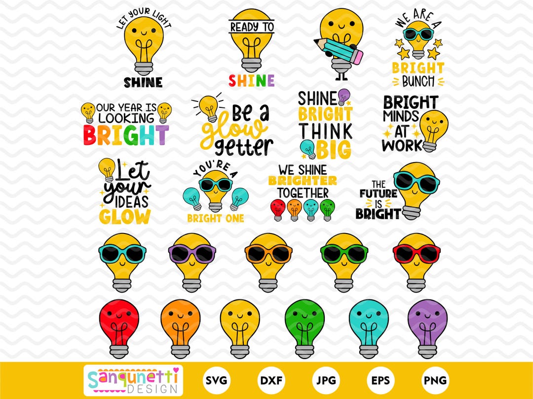 Light Bulb Classroom Quotes PNG SVG | Cute Lightbulb Clipart Designs - Etsy