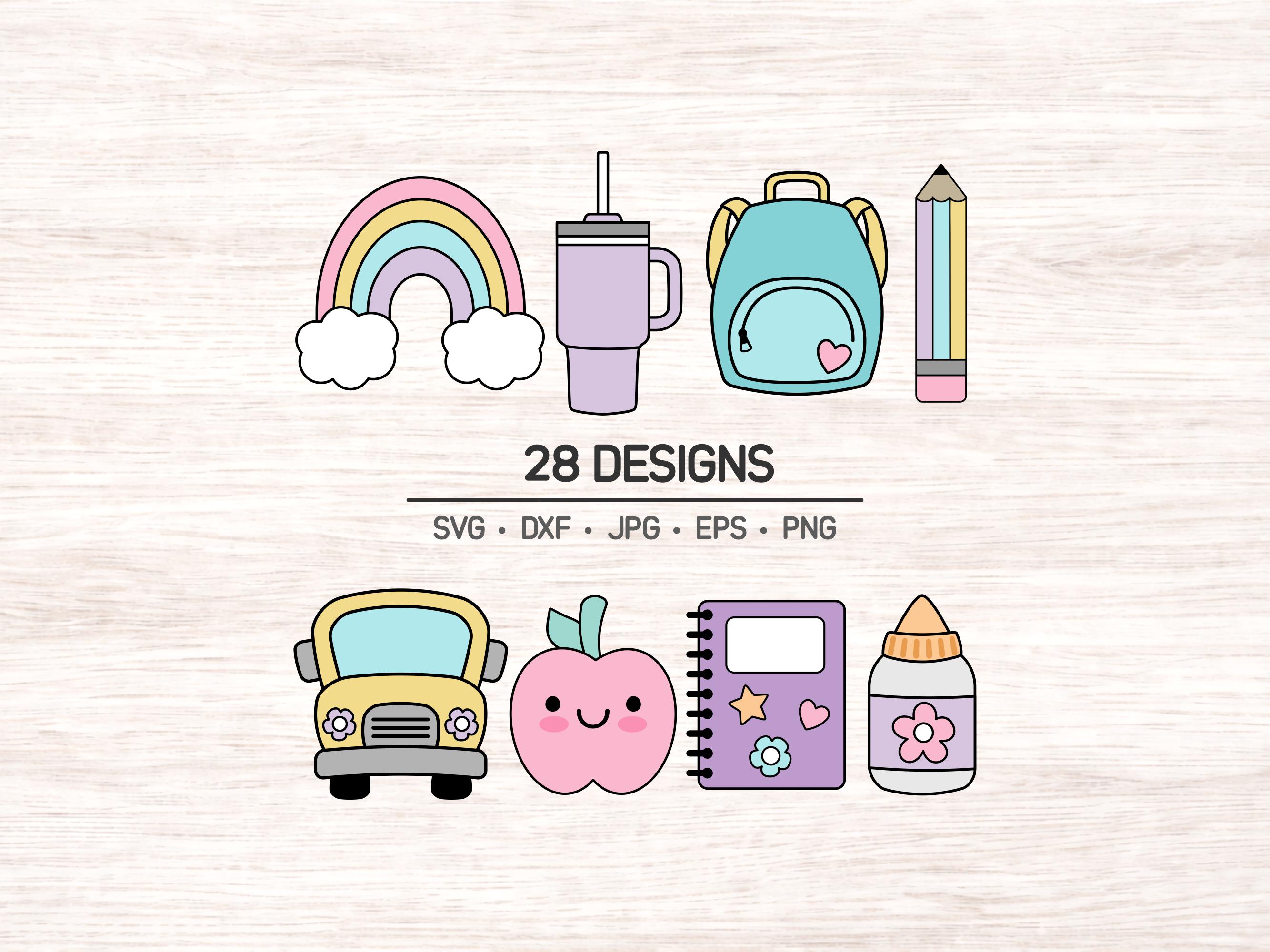 Adorable Pastel School Clip Art and SVG Bundle - Back to School ...