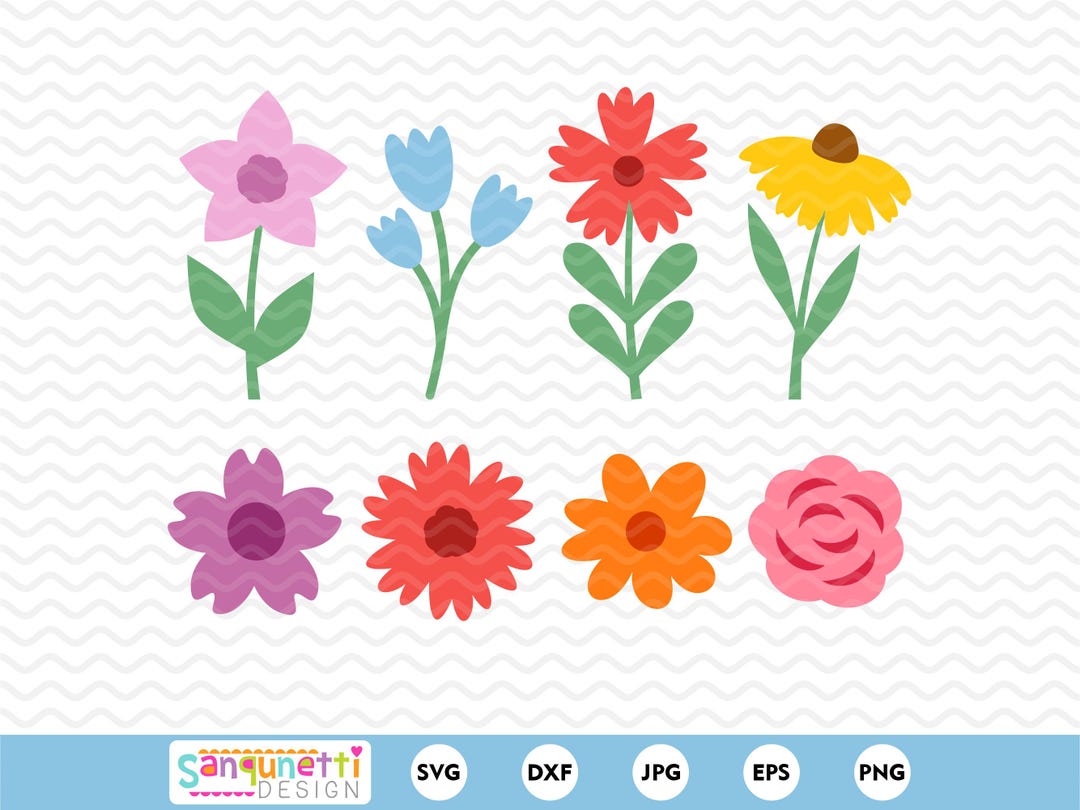 Simple Flowers SVG Bundle | Spring Floral PNG | Wildflower SVG ...