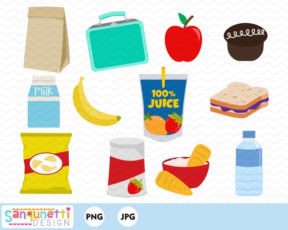 School lunch clipart lunchbox food digital art | Etsy