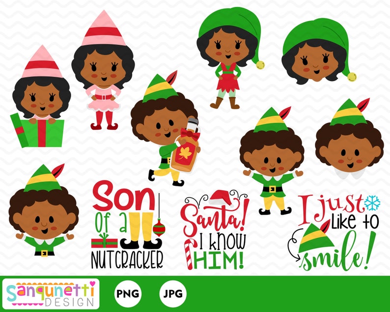 Christmas Buddy Elf Clipart Dark Skinned African American | Etsy