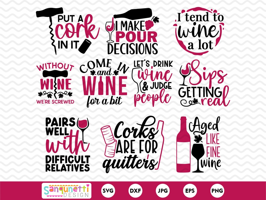 Funny Wine Quotes SVG Clipart Bundle (digital Download) - Etsy