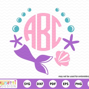 Mermaid Monogram Frame SVG, Ocean Frame Digital Art Graphic, Instant ...