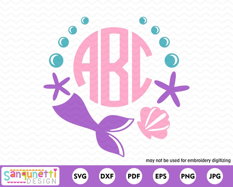 Mermaid Monogram Frame SVG, Ocean Frame Digital Art Graphic, Instant ...