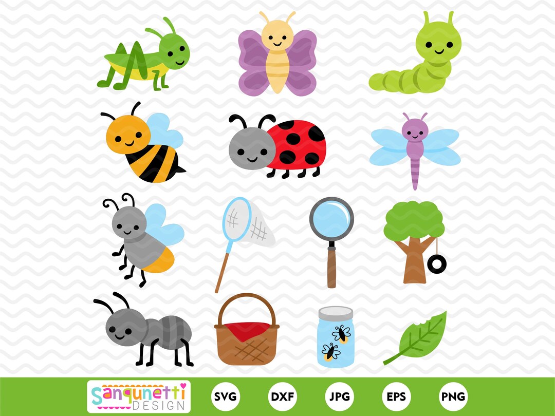 Cute Bug SVG Bundle, Cute Insect Clipart, Cute Bug Clipart Set for Kids ...