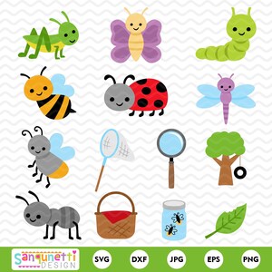 Cute Bug SVG Bundle, Cute Insect Clipart, Cute Bug Clipart Set for Kids ...