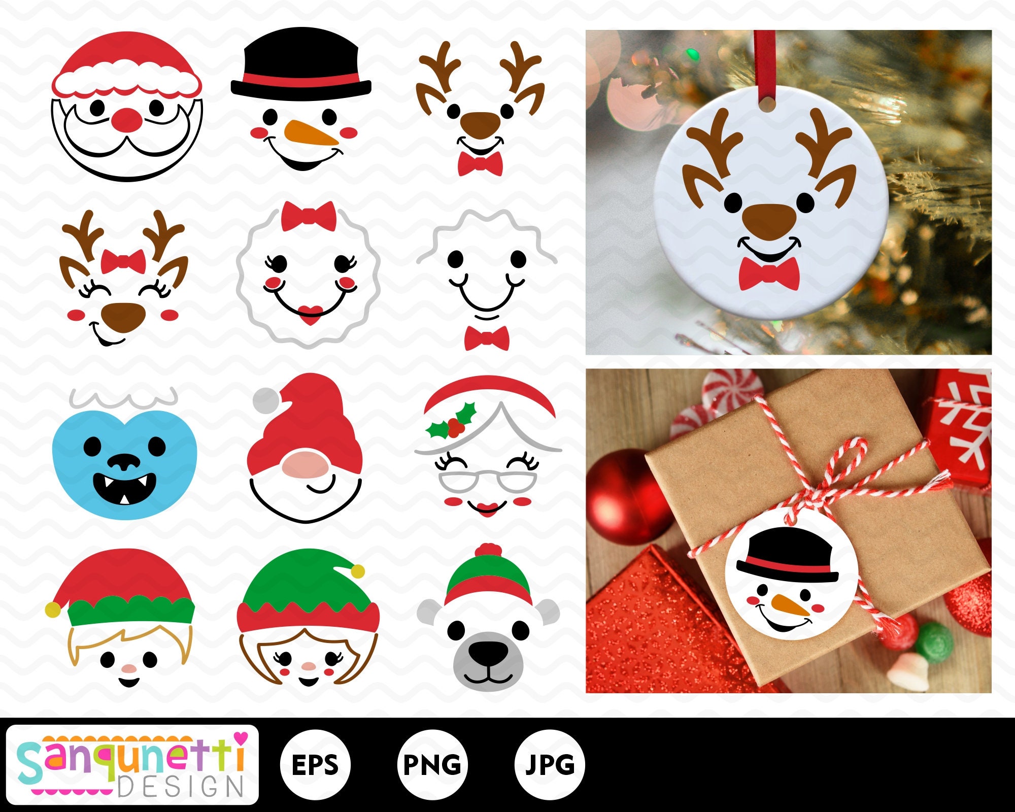 Christmas Faces Clipart Christmas Characters Digital Art | Etsy