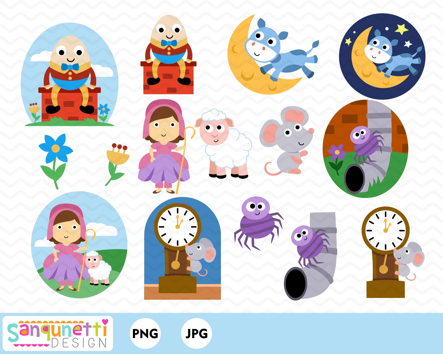 Nursery Rhyme Clipart storybook digital art instant download | Etsy