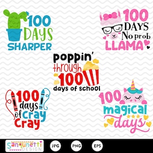 100 Days of School Clipart, School Celebration or Teacher Graphics ...
