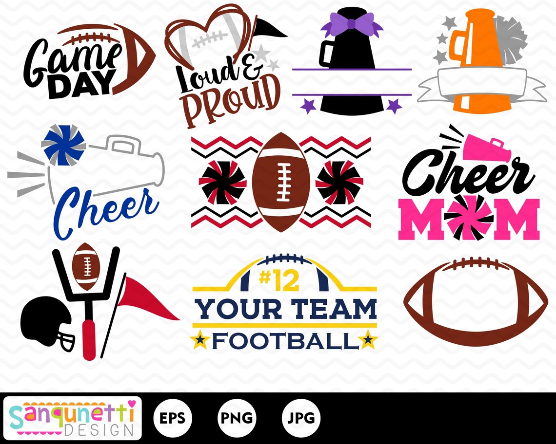 Football and Cheer Clipart Football Digital Art Cheerleading - Etsy