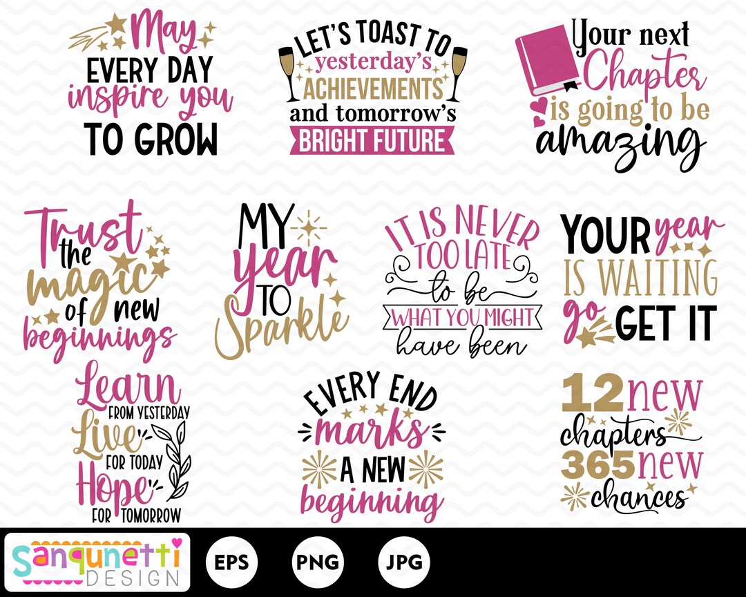 New Year's Inspirational Clipart, Motivational Digital Art Instant ...
