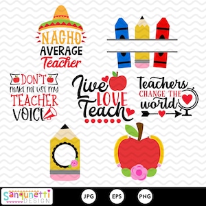 Teacher Clipart and Lettering, School Digital Art Graphics, Teacher ...