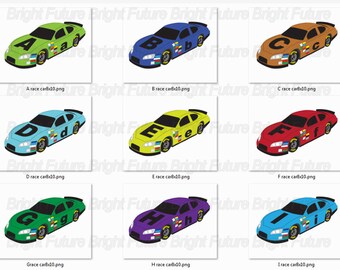 ABC Race Car Poster Download. Trucks. Colorful Race Cars With - Etsy