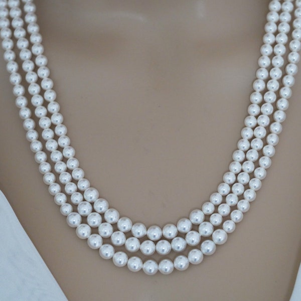Triple Strand Pearl - Etsy