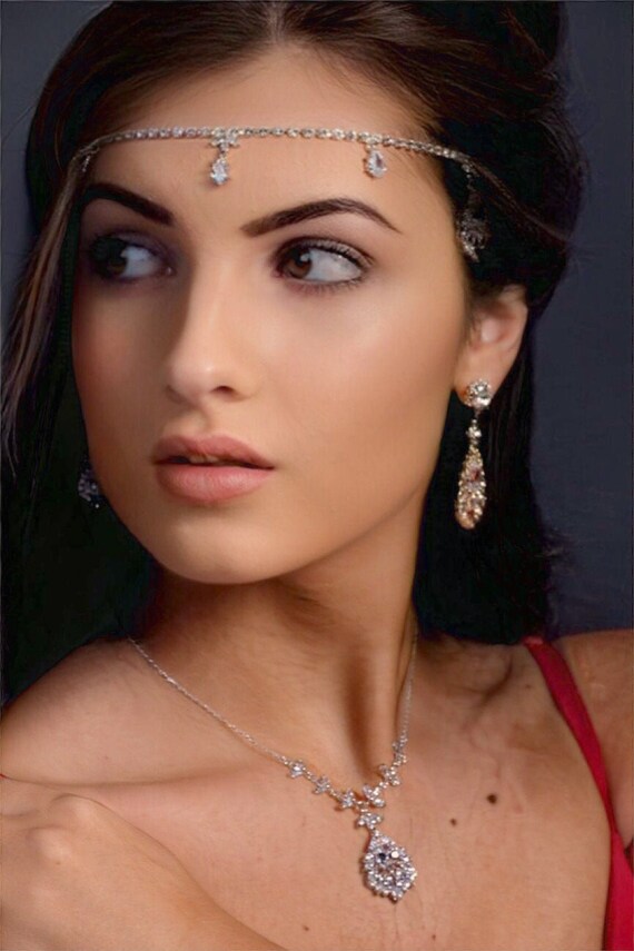 Crystal Forehead piece Cubic zirconia with optional matching | Etsy