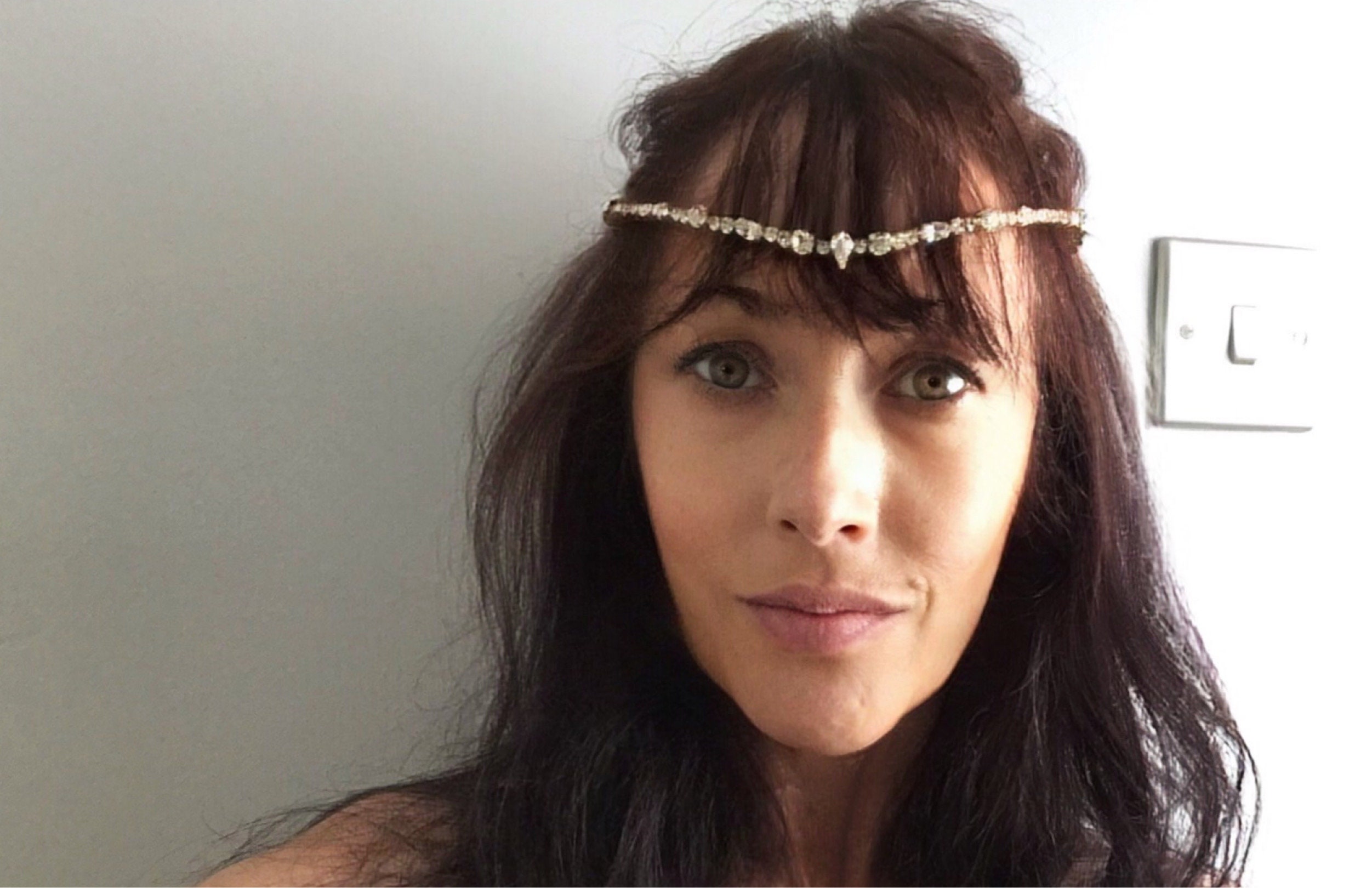 Gold Crystal forehead band with Swarovski crystals v shape | Etsy