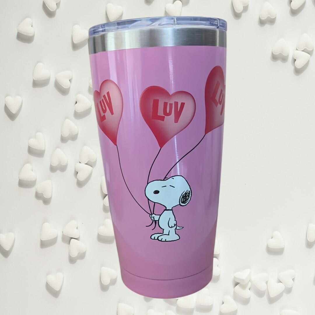Snoopy luv Balloons Stainless Steel Travel Mug , Snoopy Tumbler ...