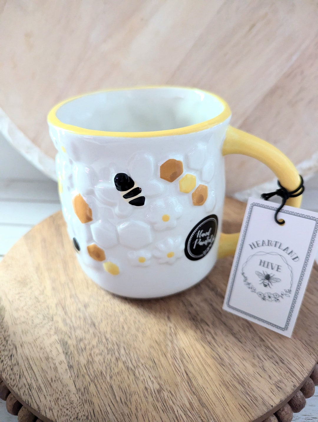 Bee Mug Cup by Heartland Hive , Sculpted Bees Honey Comb Mug , Queen ...