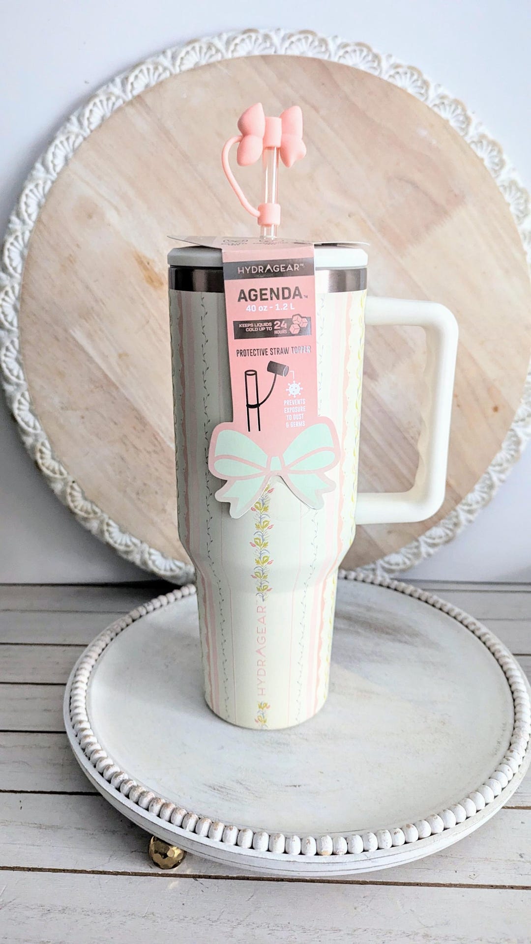 Hydrapeak Coquette Pattern Bow Topper Metal Tumbler Stainless Steel ...