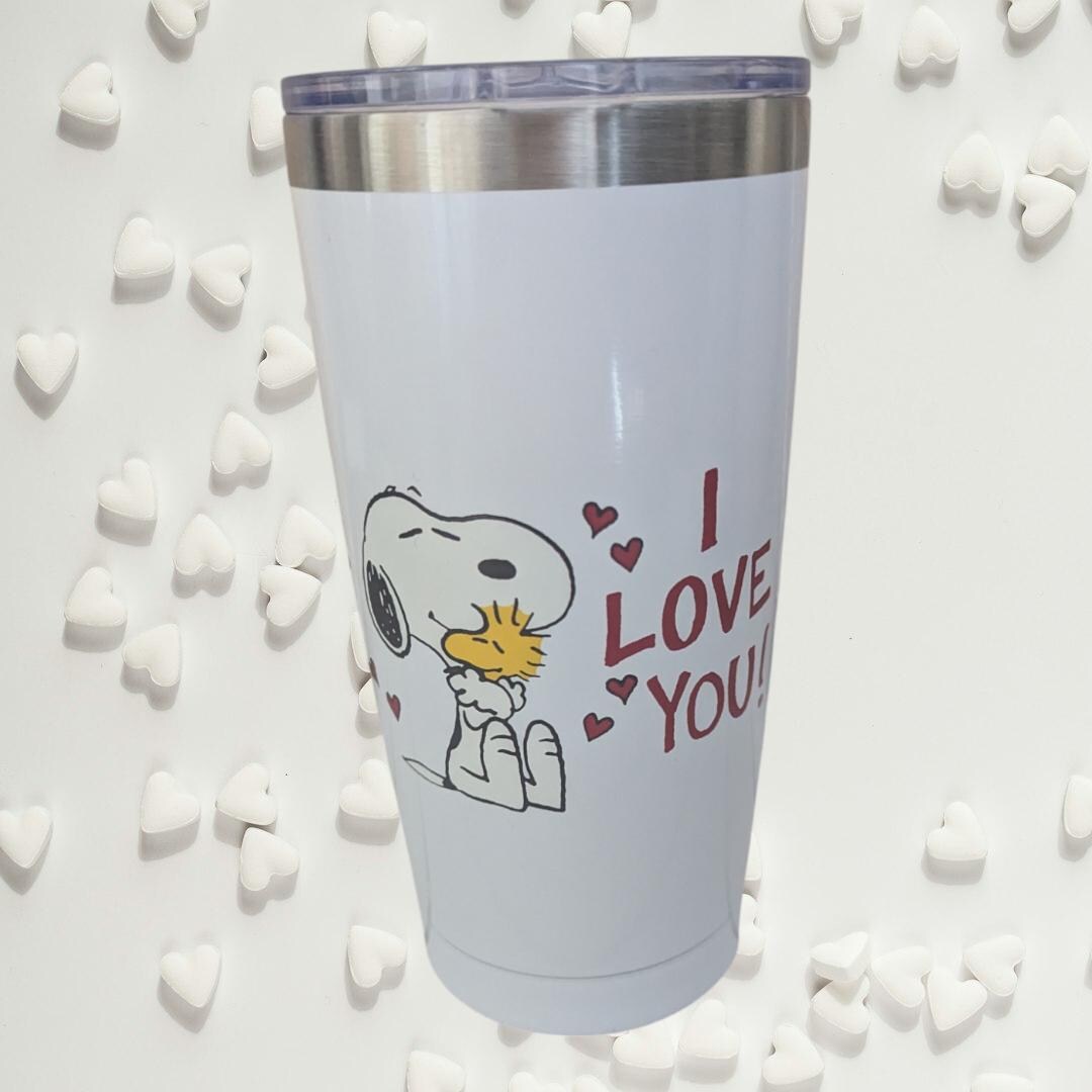 Snoopy Woodstock "i Love You" Hearts Stainless Steel Travel Mug , 20 Oz ...