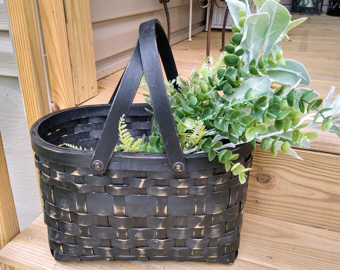 Black Gathering Basket , Split Wood Market Basket , Amish Black Basket ...