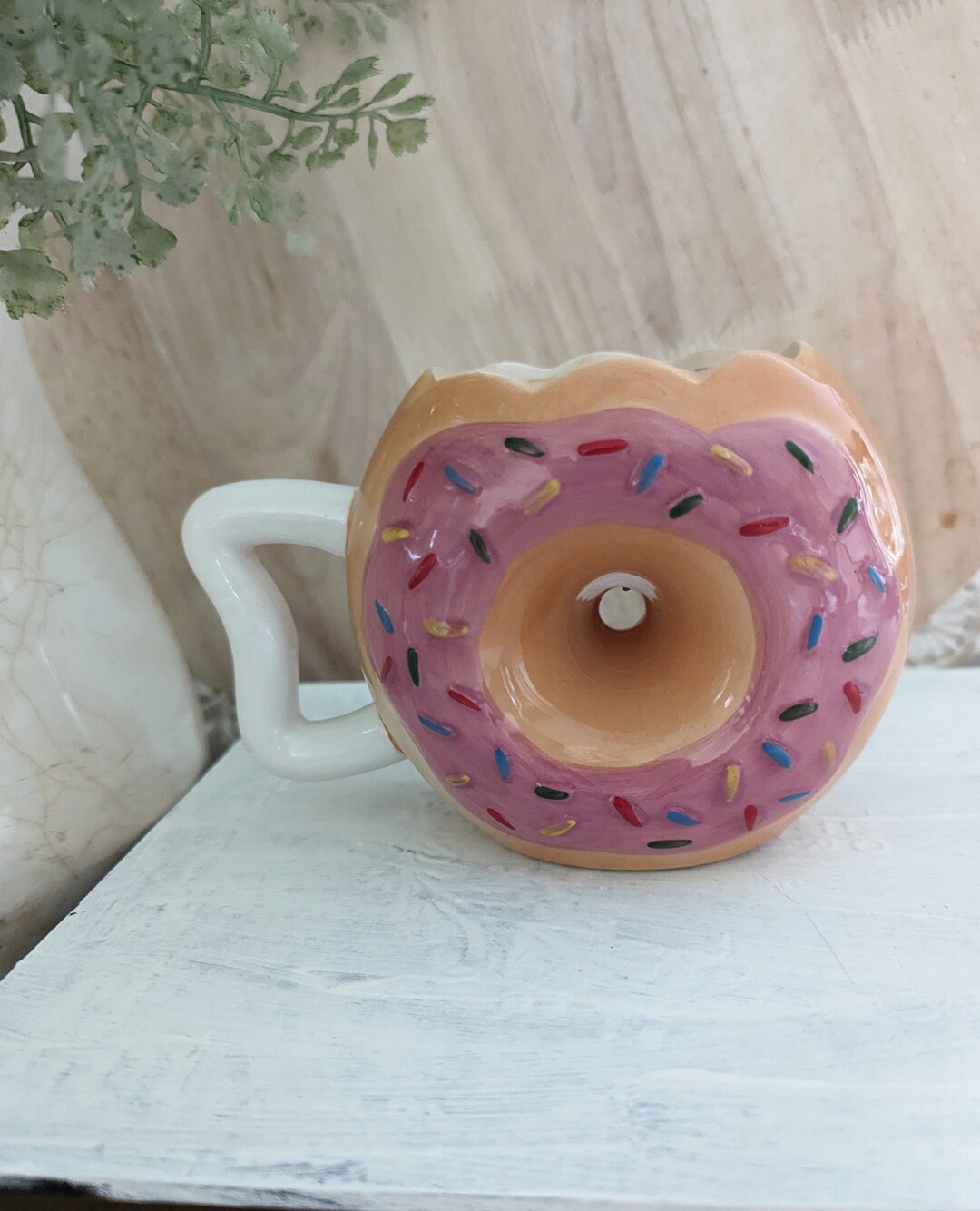 Donut Coffee Mug Pink Frosting Sprinkles , 3D Donut Shaped Mug , Donut ...