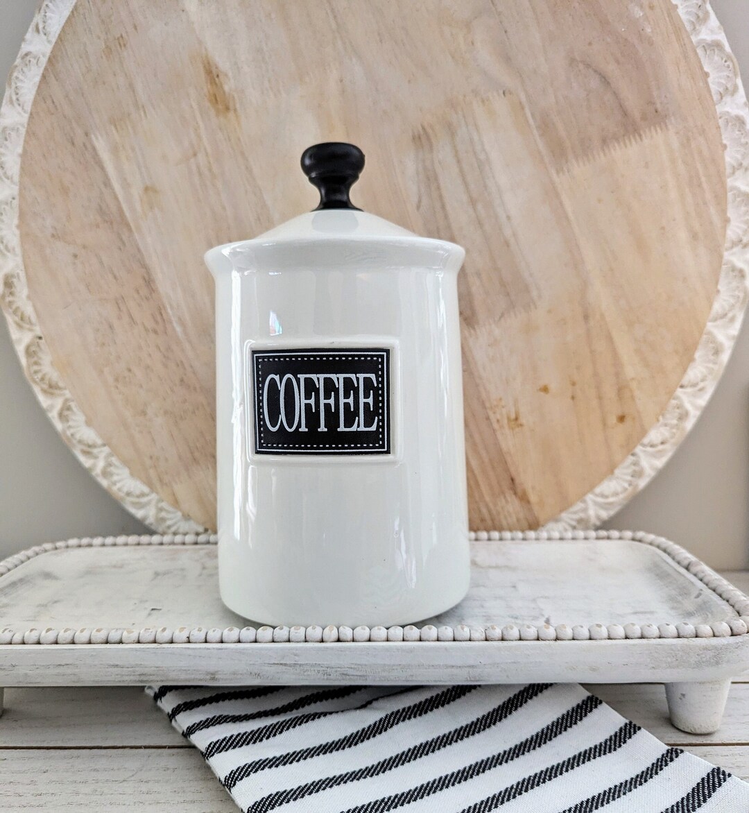 Coffee Canister Black White , THL Coffee Container , Ceramic Coffee ...