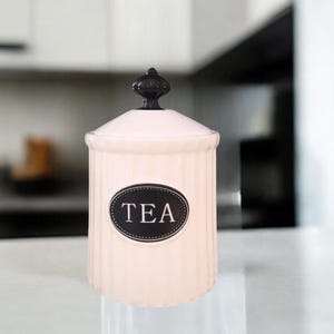 THL Tea Canister With Lid , Ceramic Tea Canister Crown Knob , Farmhouse ...