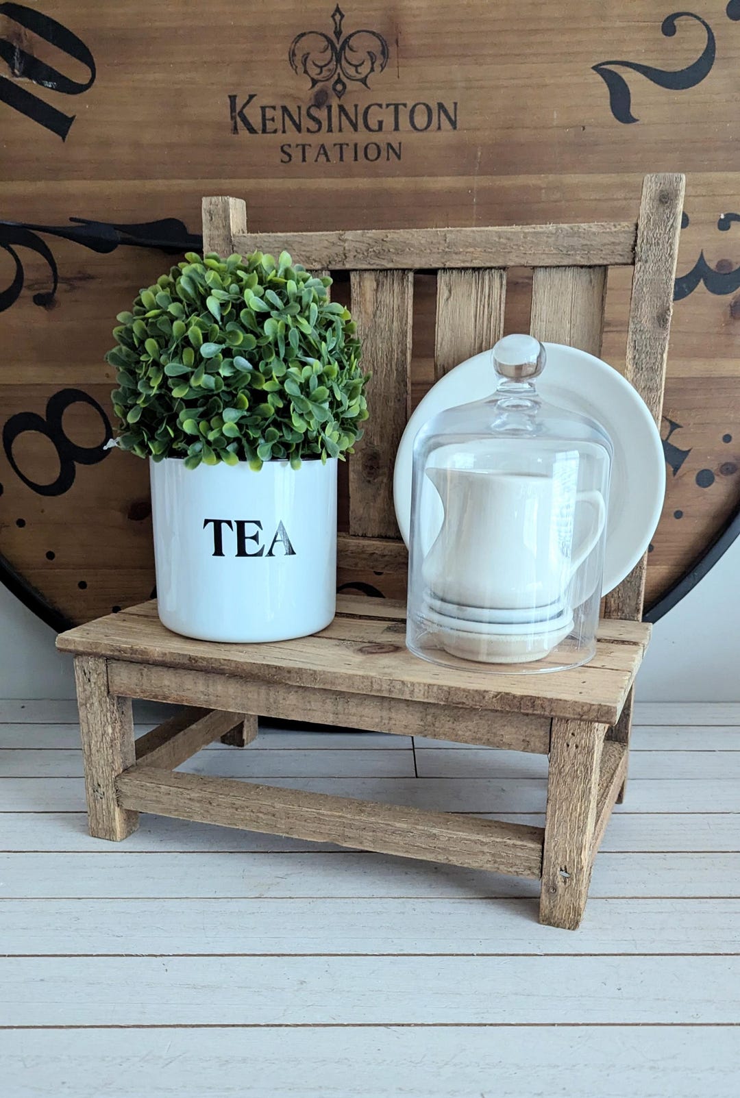 Vintage High Back Wood Bench , Wood Bench Plant Stand , 14 Tall Doll ...