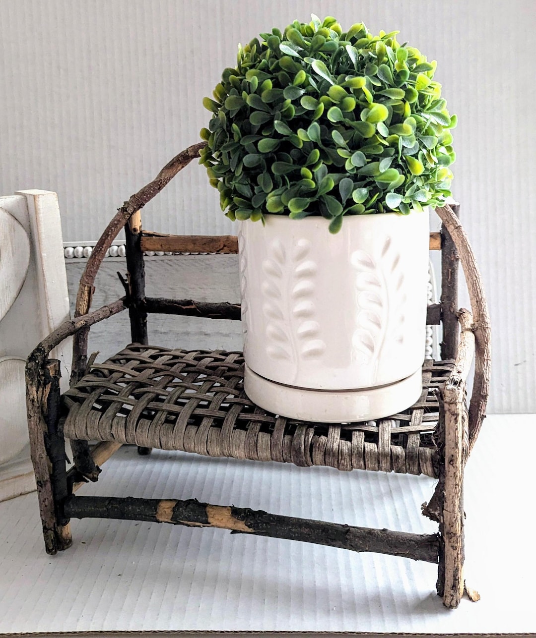 Handmade Twig Arched Back Bench , Twig Stick Plant Holder Wood , 10 ...