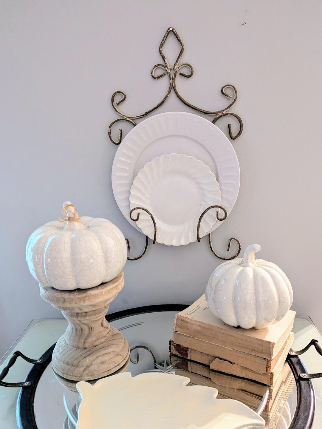 Large Metal Plate Holder , Fleur Di Lis Plate Rack , Iron Plate Platter ...