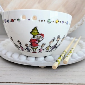 Dr Seuss Grinch Who-ville Chopstick Bowl , 20 Oz Ceramic Noodle Bowl ...