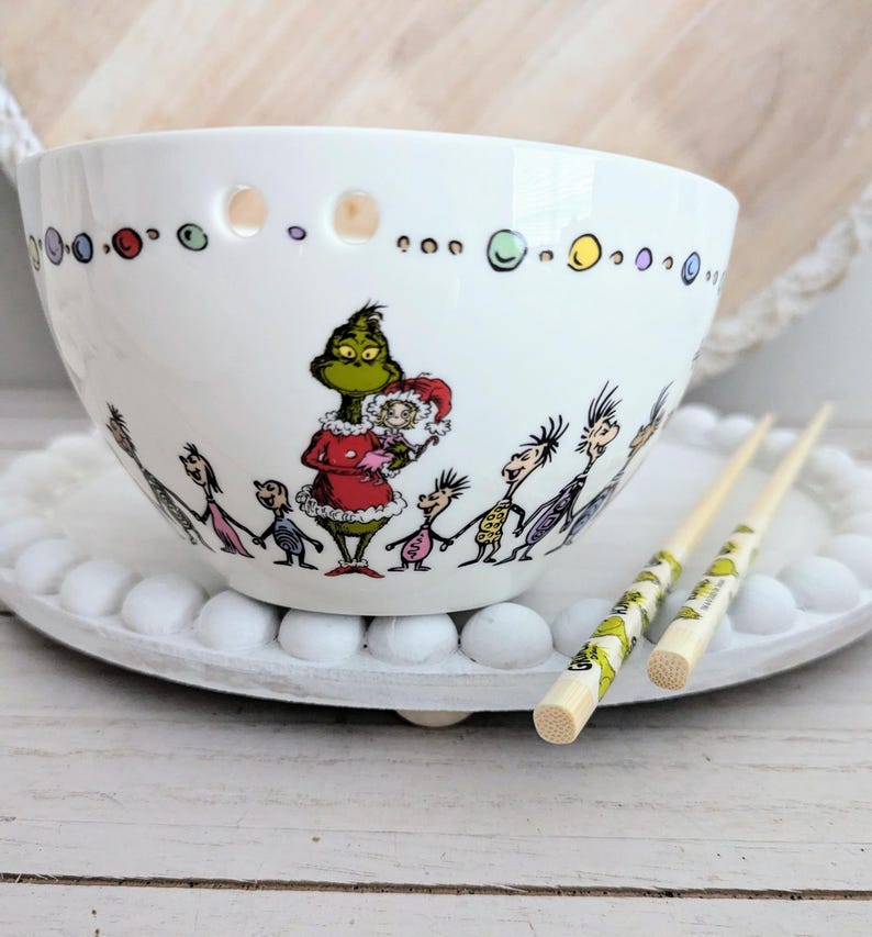 Dr Seuss Grinch Who-ville Chopstick Bowl , 20 Oz Ceramic Noodle Bowl ...