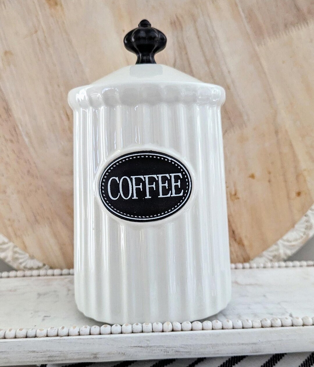 THL Coffee Canister Crown Black Knob , Coffee Storage , Ceramic Coffee ...