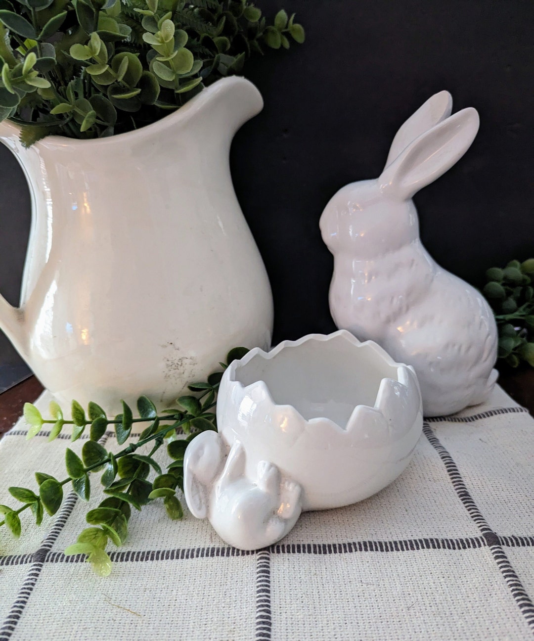Ceramic Bunny Rabbit Egg Planter , Vintage Rabbit Bunny Planter ...