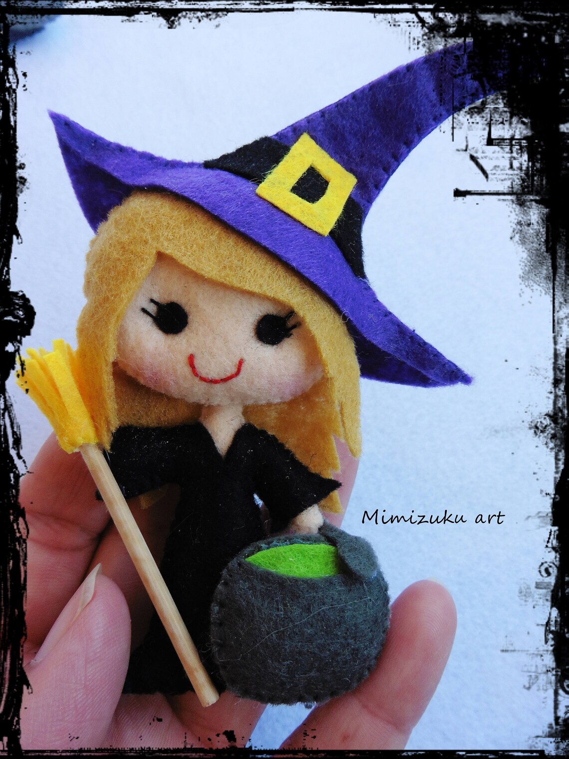 Felt witch halloween witch felt doll halloween doll trick | Etsy