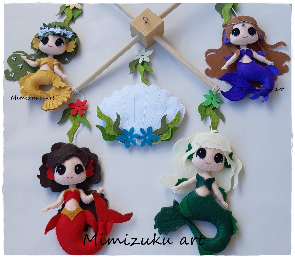 Mermaids Baby Mobile Mermaid Felt Mobile Sirens Felt Mobile | Etsy