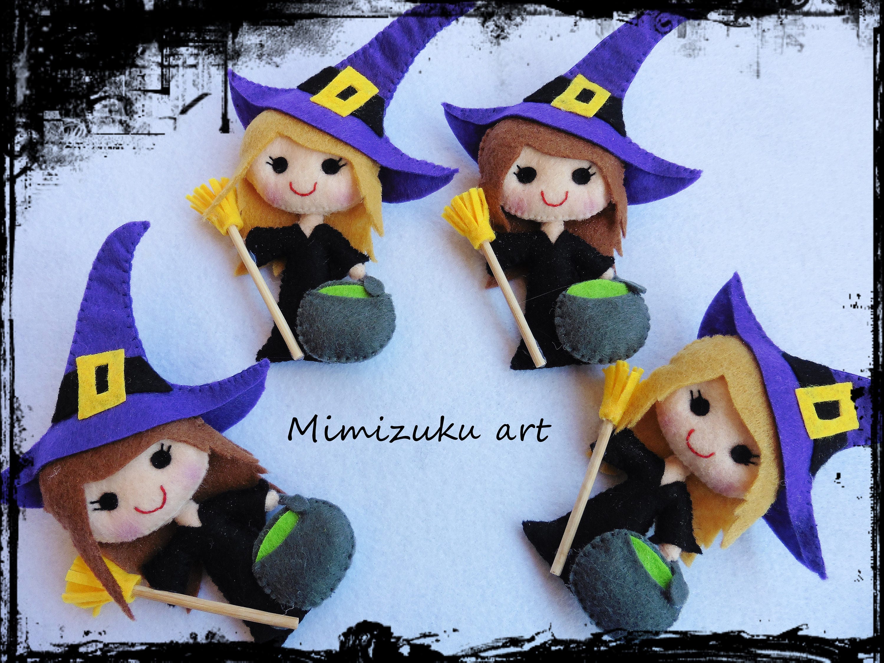 Felt witch halloween witch felt doll halloween doll trick | Etsy