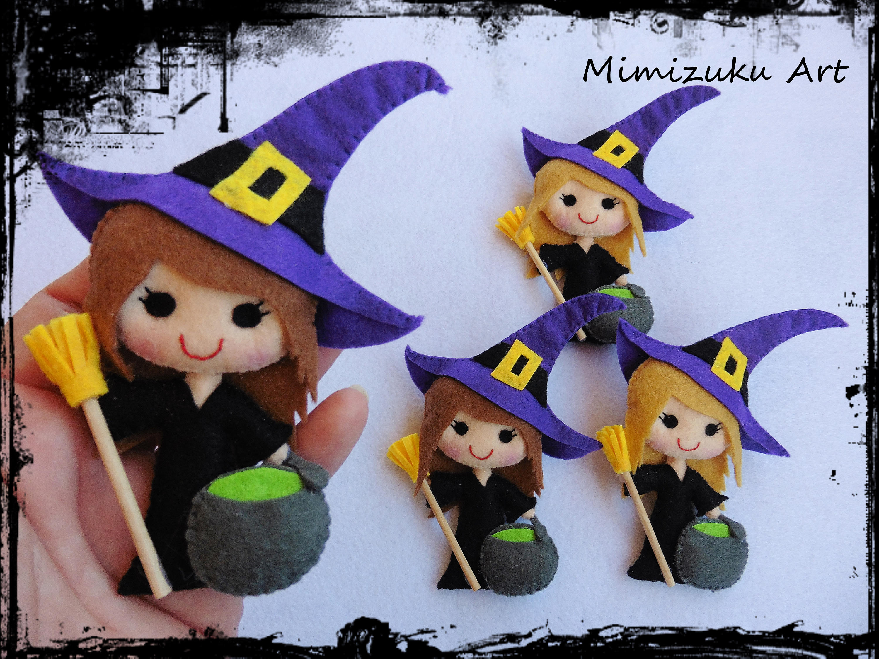 Felt witch halloween witch felt doll halloween doll trick | Etsy