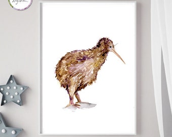 Kiwi Bird Art Print New Zealand Wildlife Illustration - Etsy