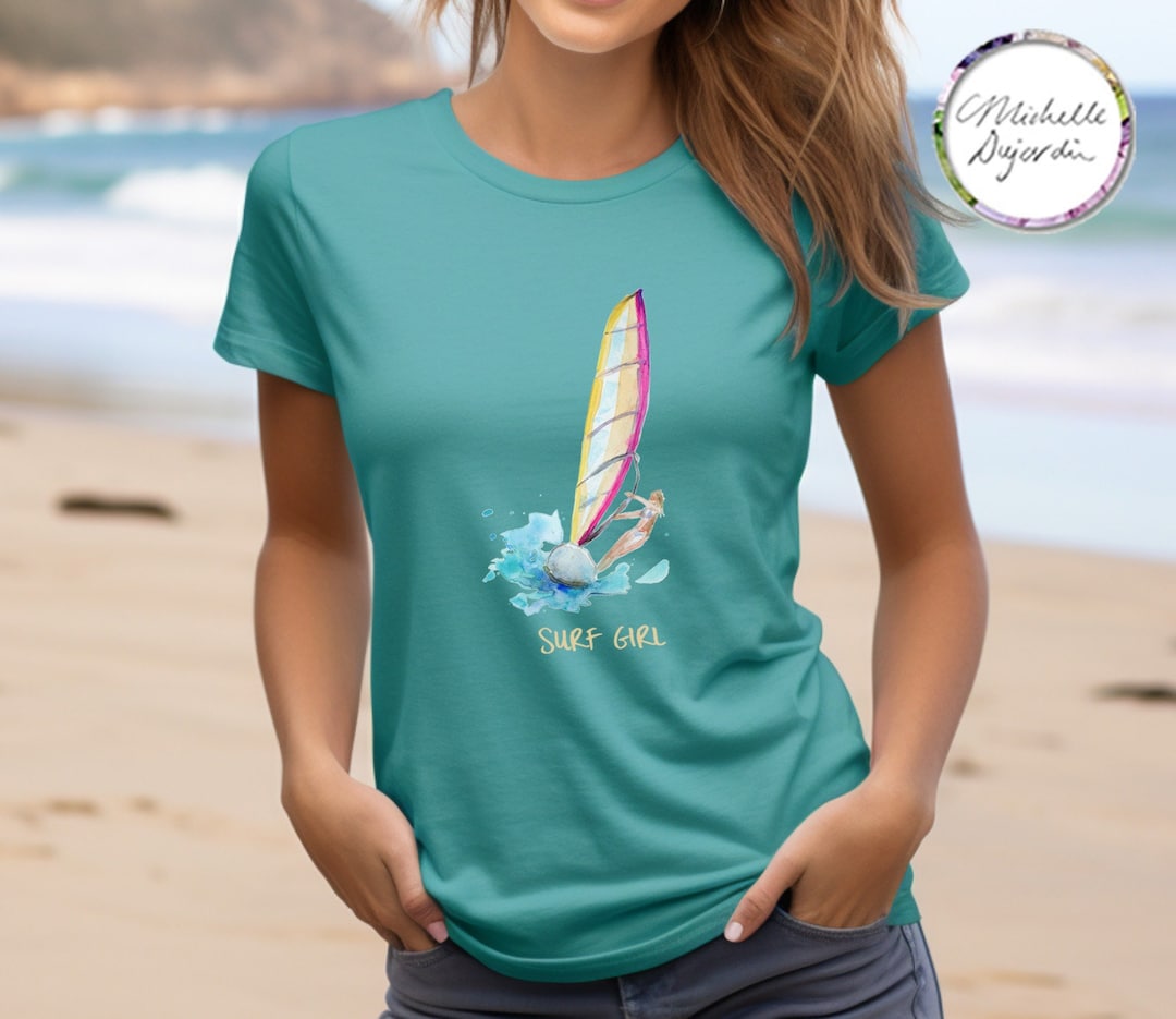 Surf Girl T-shirt Windsurf Tee Sailboarding Summer Shirt Coastal ...