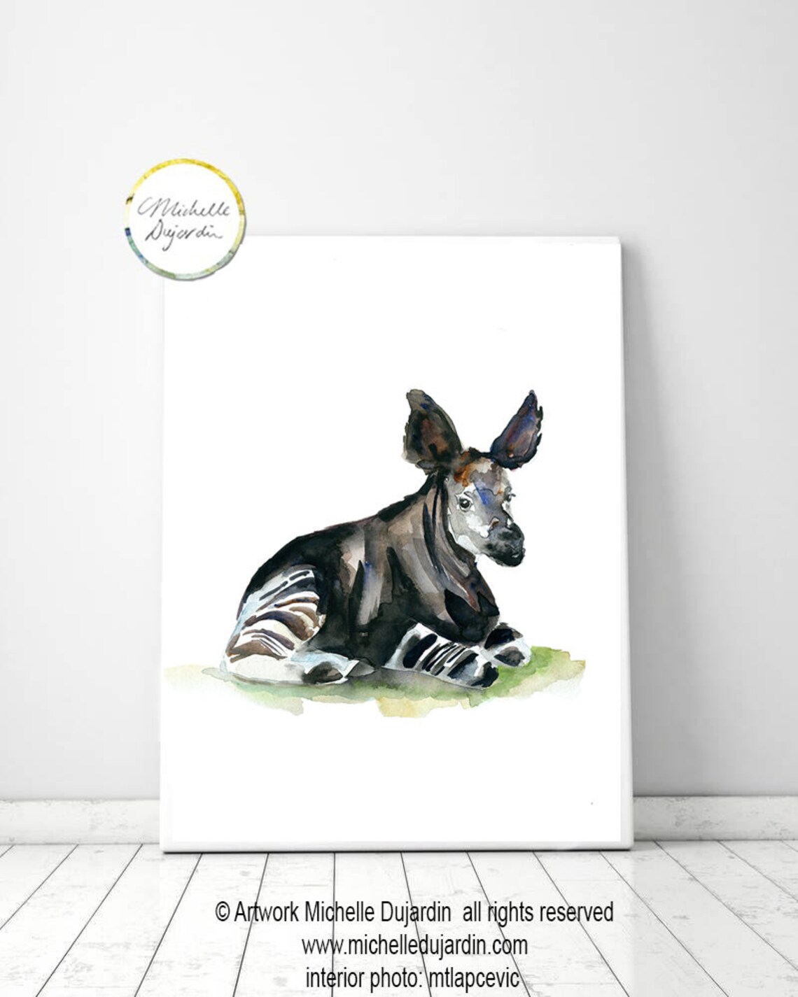 Baby okapi art okapi Watercolor painting Giclee Print | Etsy