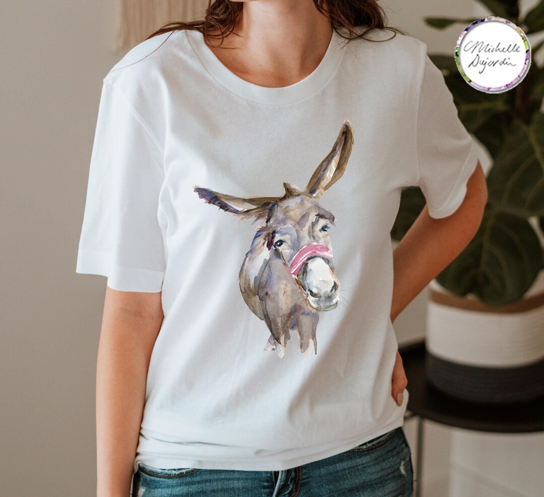 Donkey T-shirt Funny Donkey Shirt Farm Animal Painting Shirt for Donkey Fan Cute Donkey Gift ...